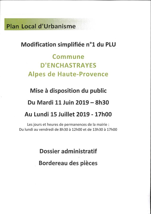 PLU : modification simplifiée n°1 PLU : modification simplifiée n°1